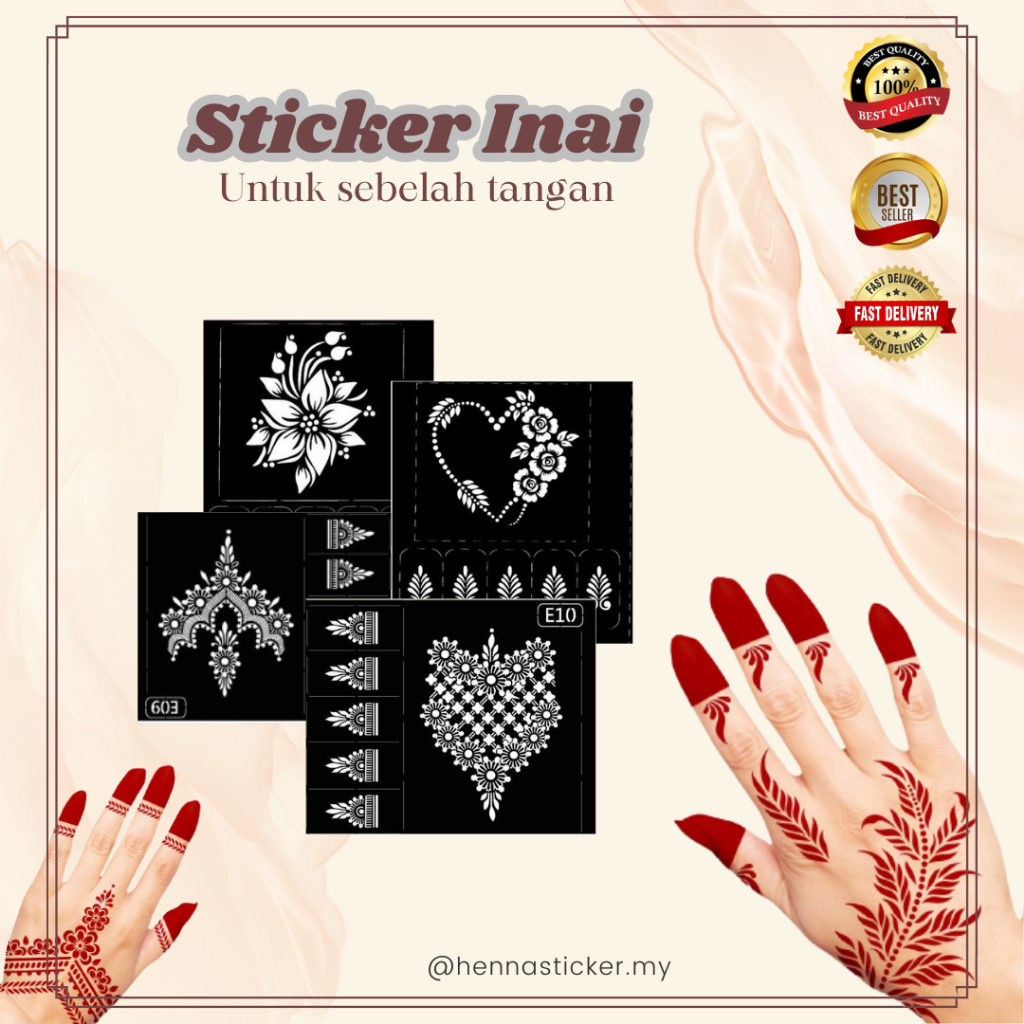 Sticker Corak Inai / Henna Stencil / Sticker Inai / Henna Sticker ...