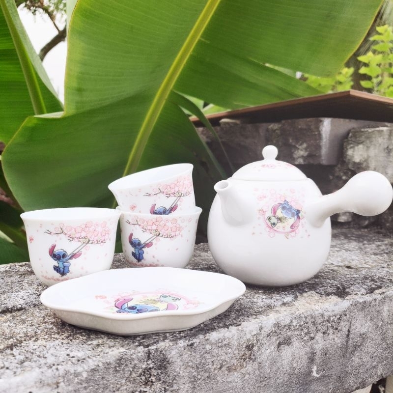Stitch Sakura Ceramic Teapot Cup Sauce Plate Rice Bowl 史迪奇樱花陶瓷茶壶茶杯酱油碟饭碗 ...
