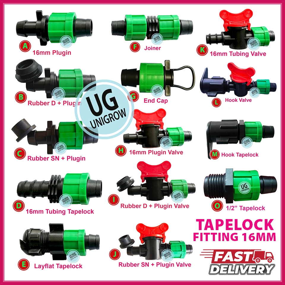 (16mm) Driptape Fitting Join Take Off Valve End Cap Poly Pipe Tubing ...