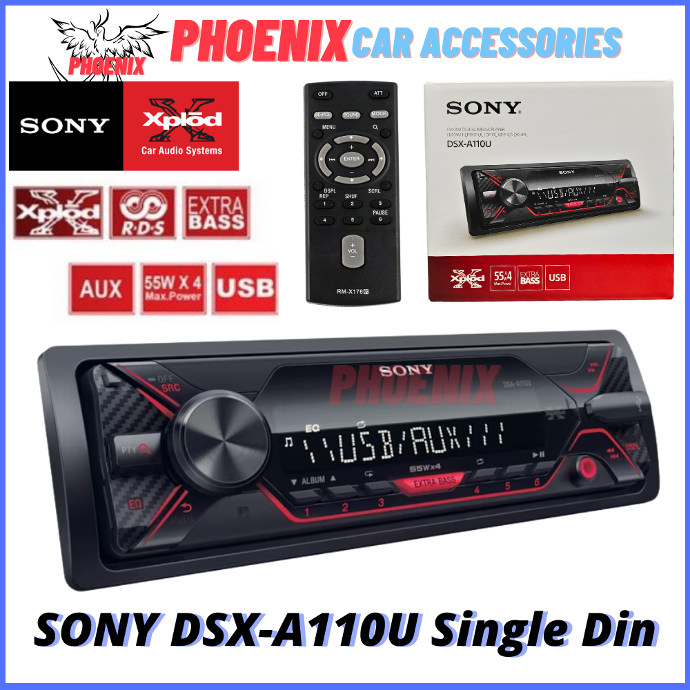 📢 ★ SONY ★ Original DSX-A110U SINGLE DIN PLAYER USB AUX FM EXTRA BASS Car Play Stereo MP3 Audio ...
