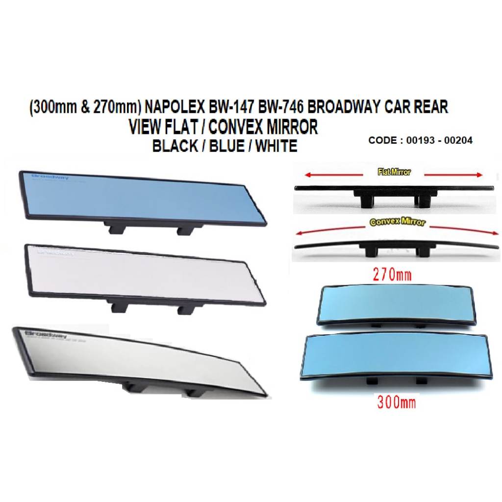 (300mm & 270mm) Napolex BW147 BW-746 Broadway Car Rear View Flat ...