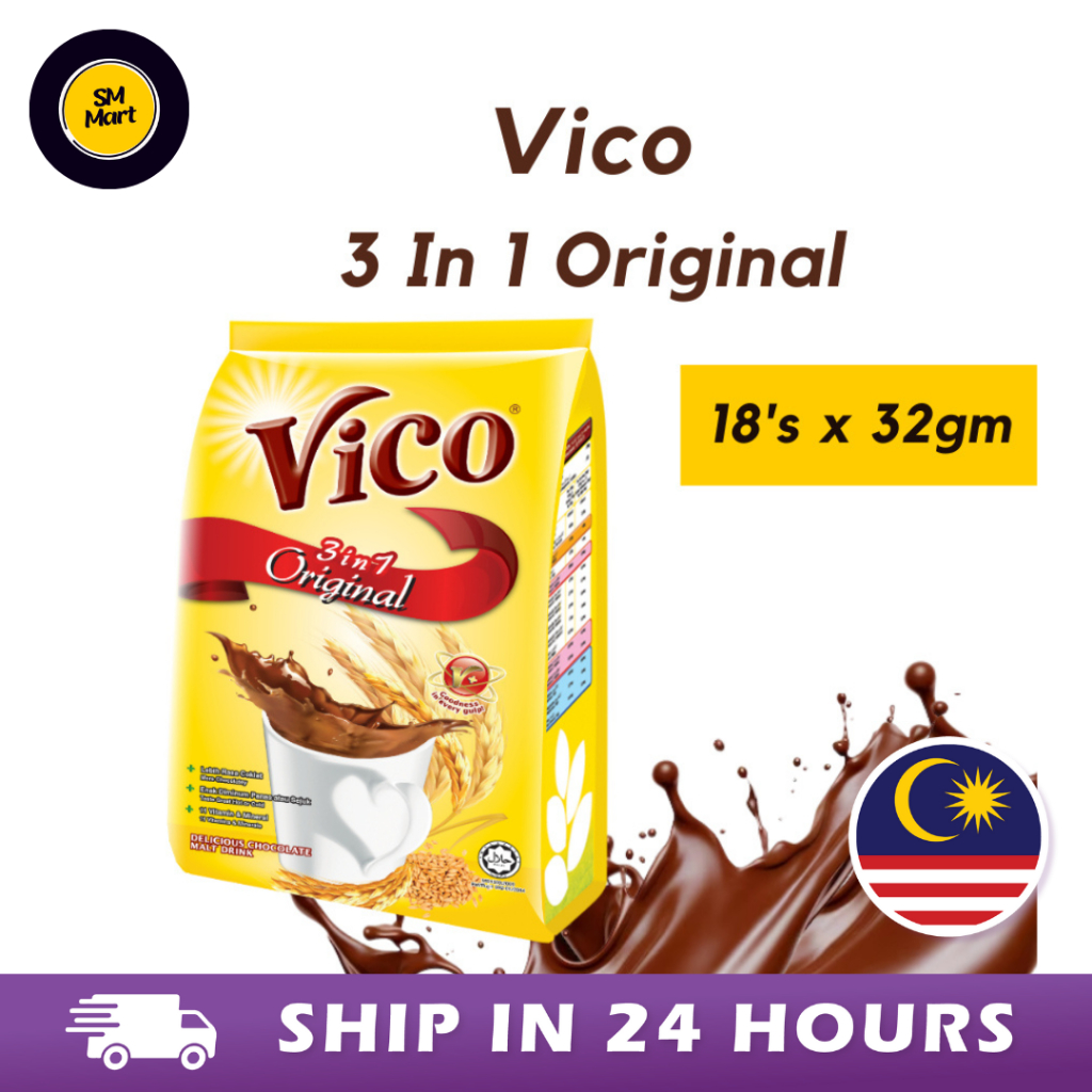 Vico Minuman Coklat Chocolate Drink 3 in 1 Original (32g x 18sac ...