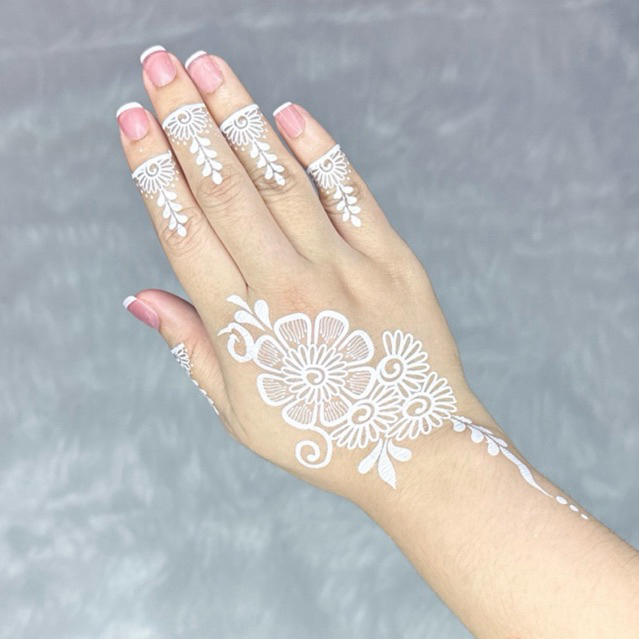 ⚡️24 HOURS LOCAL SHIP⚡️[FREE DIAMONDS] 50 HOT DESIGN Sticker Inai Putih ...