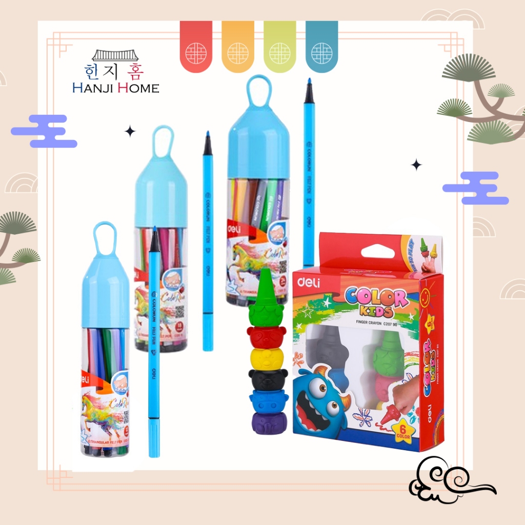Hanji Finger Crayon Colorful Smooth Felt Pen Triangular Barrel Coloring ...