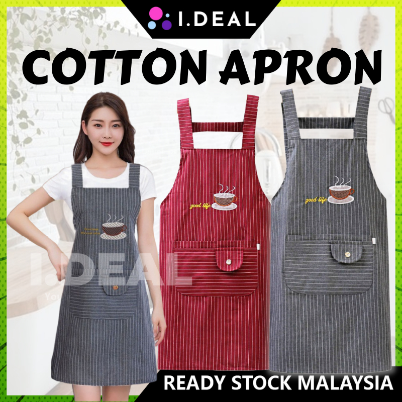 IDEAL Apron Kitchen Cotton Apron Pocket Oilproof Dirstproof Kitchen ...