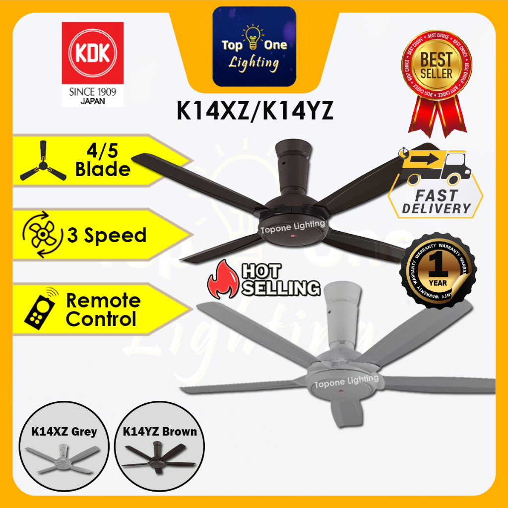KDK Fan KDK K14XZ K14YZ 56'' 3 Speed AC Motor With Remote Control Grey ...