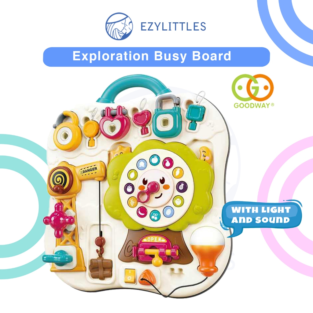 GOODWAY Exploration Busy Board Baby Sensory Board with Light Switch ...
