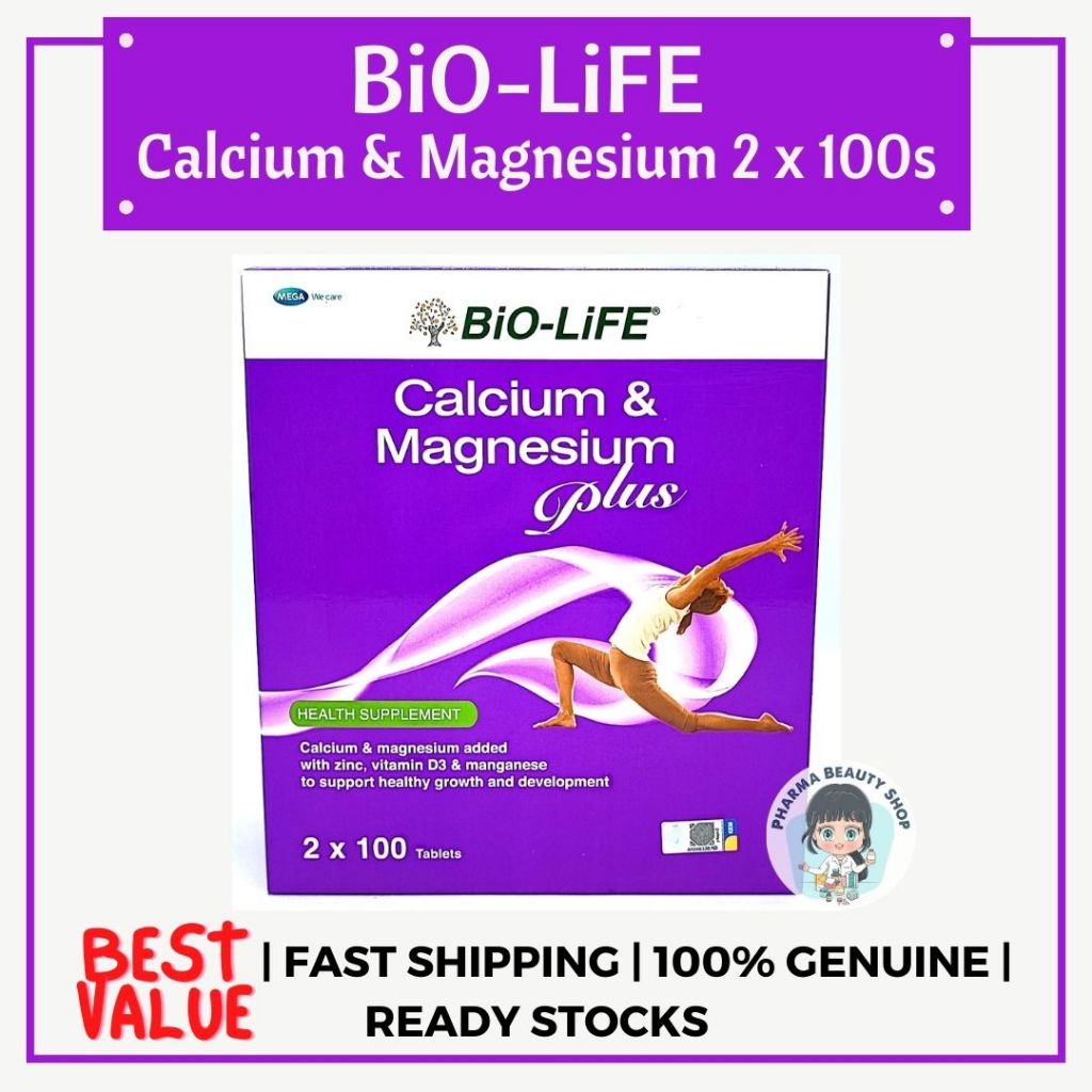 BiO-LiFE Calcium & Magnesium Plus 2 x 100 tablets (For Bone Health ...
