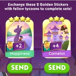 Monopoly Go Gold Stickers / Happiness , Camelot / Golden Blitz | Shopee ...