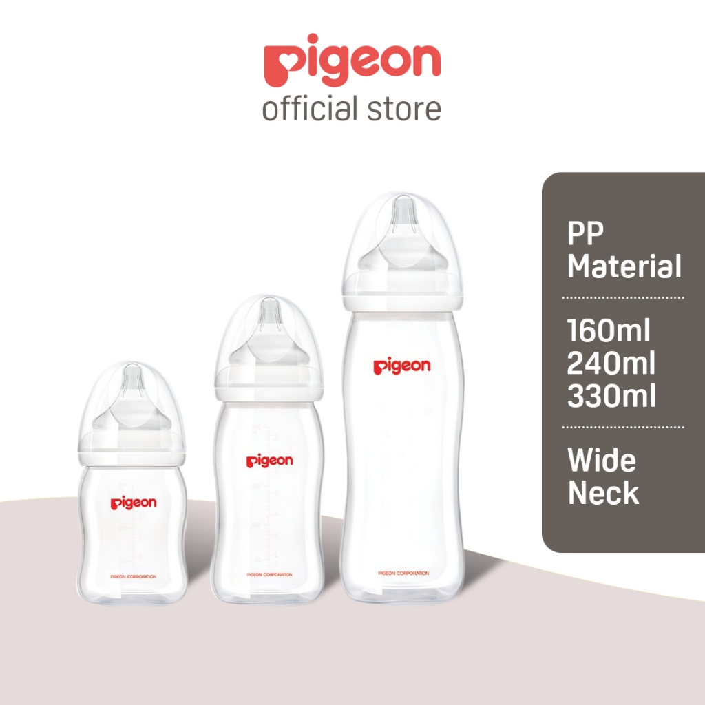 PIGEON Wide Neck PP Nursing Bottle, Softouch Peristaltic PLUS Nipple (160ml-SS / 240ml-M / 330ml ...