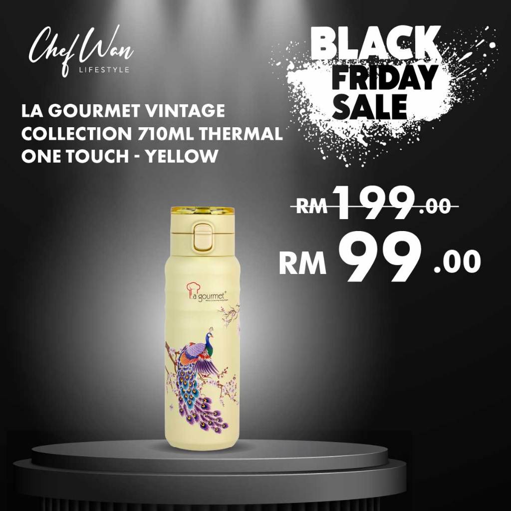 La gourmet Vintage Collection 710ml Thermal One Touch Peacock Yellow ...