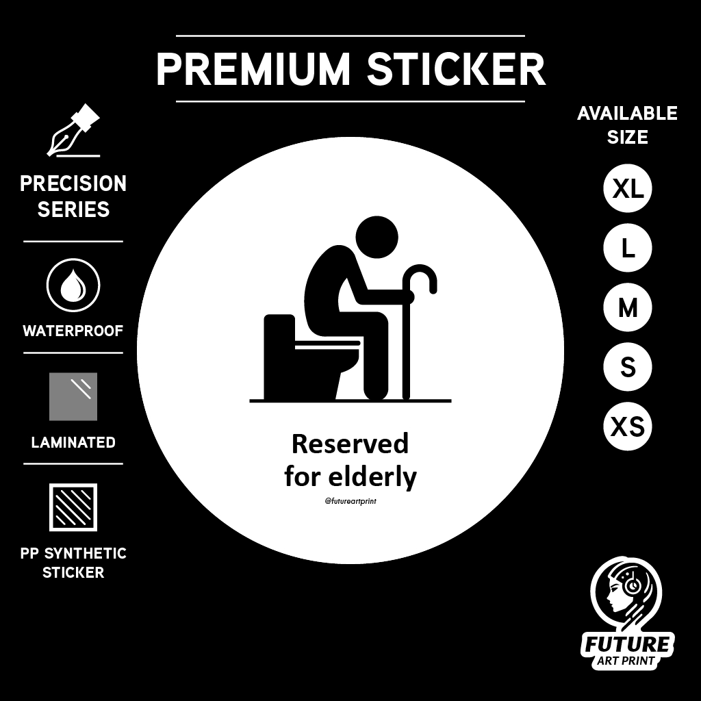 Toilet Restroom Tandas. Premium Sticker Round Sign Signage. Pure White ...