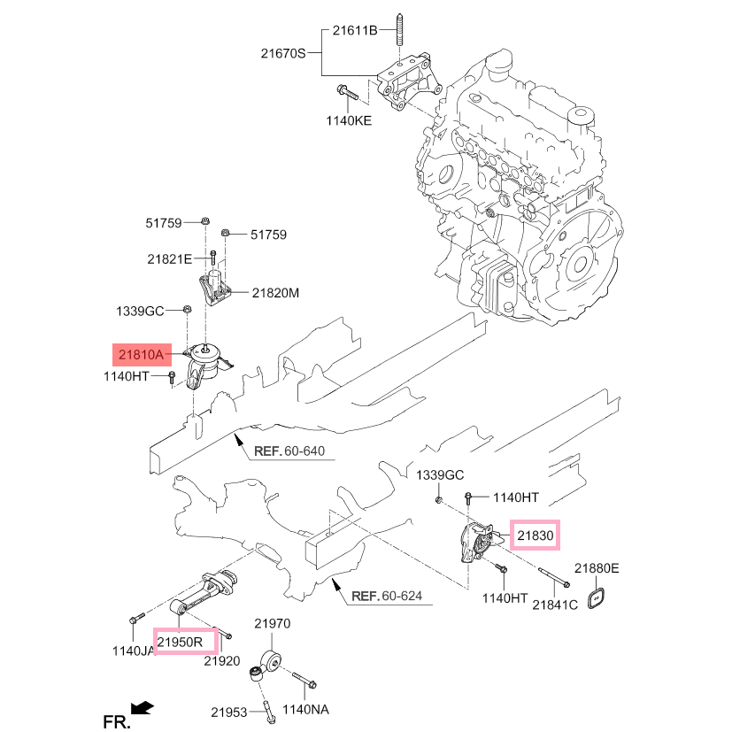 ENGINE MOUNTING (GENUINE PARTS) KIA SORENTO UM 2.2CC 2016 > 21810-C5200 ...
