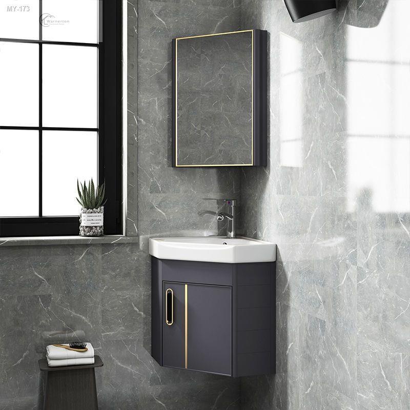 Aluminum Corner Bathroom wash Basin Cabinet Ceramic Basin Set with ...