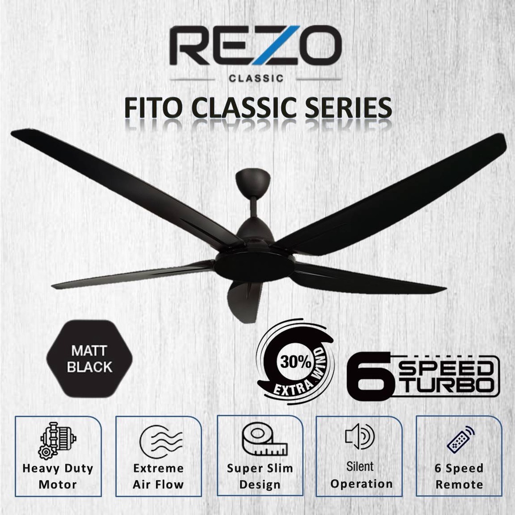 REZO FITO565 56” 6 Speed Remote Control ceiling fan / kipas siling ...