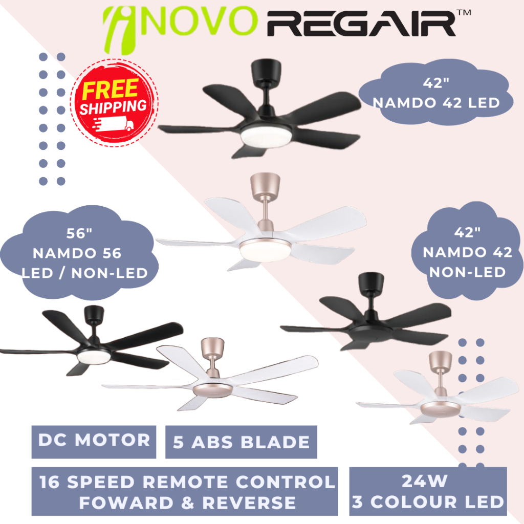 Regair Inovo Namdo 42"/56" Ceiling Fan With Led Light Remote Control DC ...
