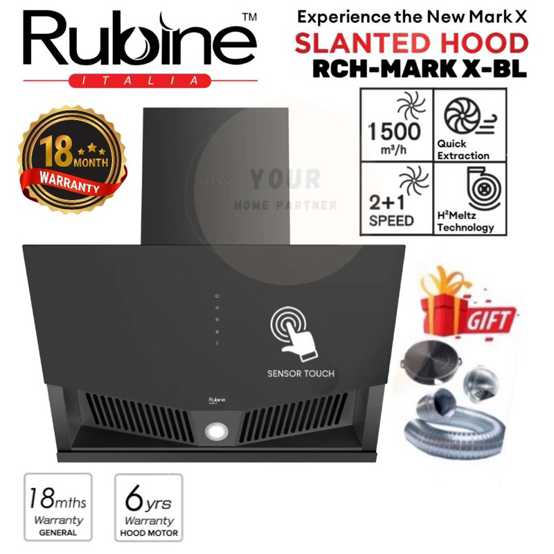 [Free Shipping]Rubine Cooker Hood RCH-MARK X-90BL 1500M3/HR + Rubine ...