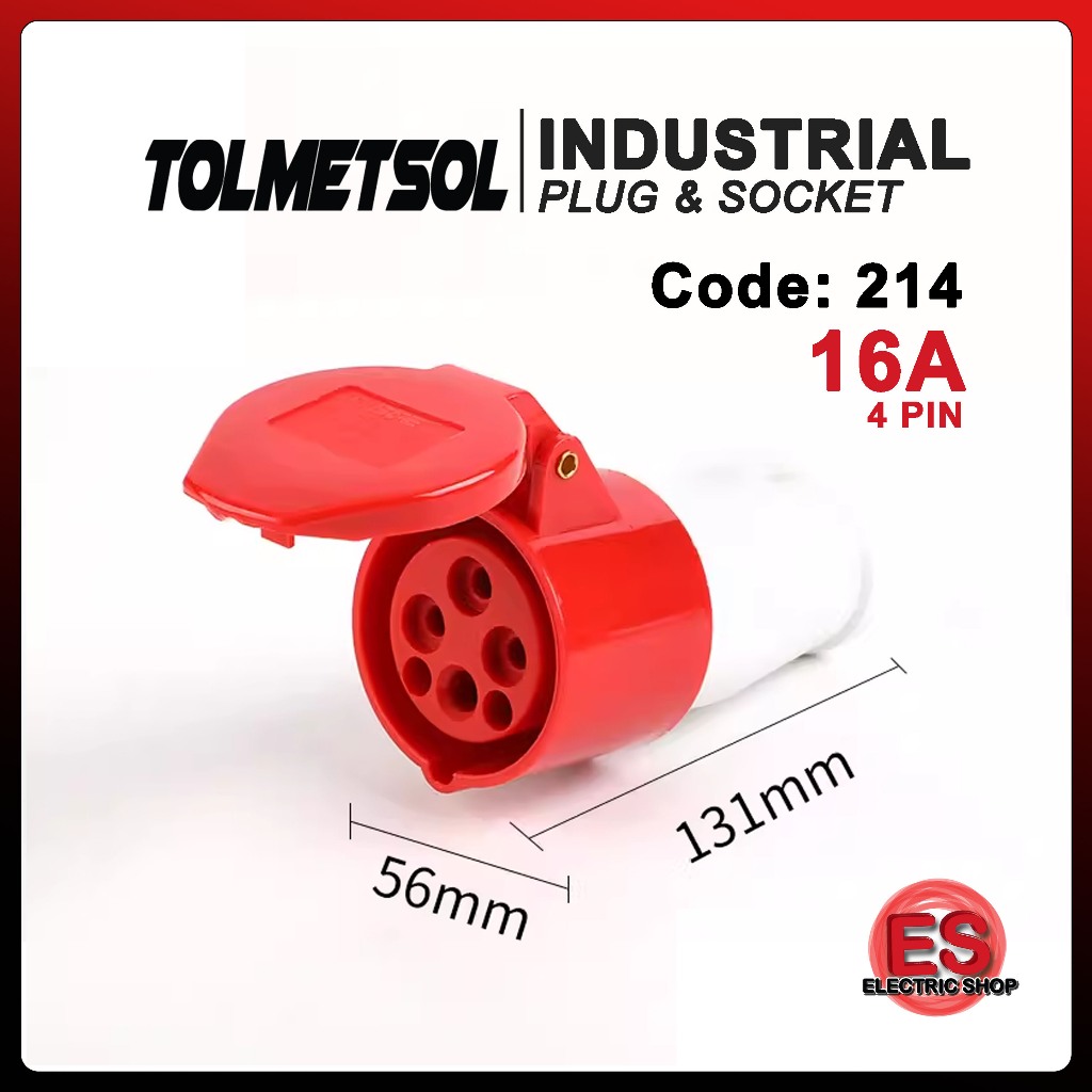 TOLMETSOL INDUSTRIAL PLUG WALL SOCKET (3PIN /4PIN /5PIN) CONNECTOR [ 16A / 32A ] | Shopee Malaysia