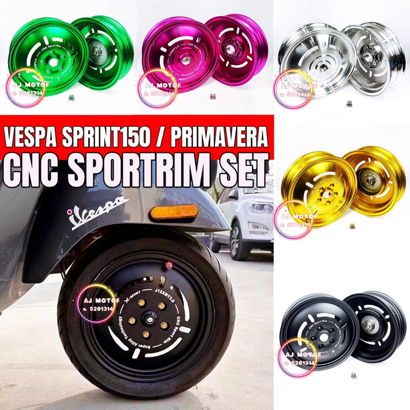 CNC Sport Rim Set Vespa Sprint / Primavera 150 Alloy X-MVR1 3.0/3.0*12 ...