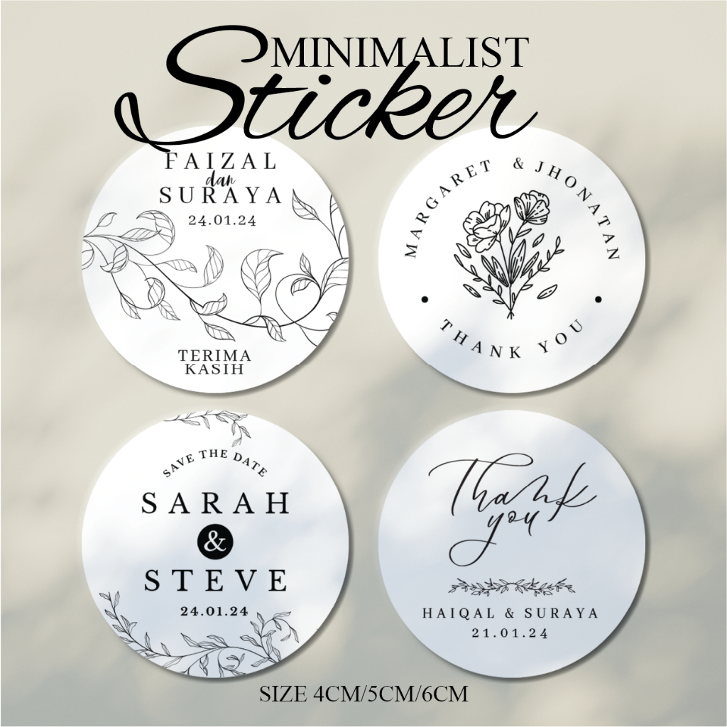 [STICKER] Minimalist Round Thank You Sticker Wedding Aqiqah Engagement ...
