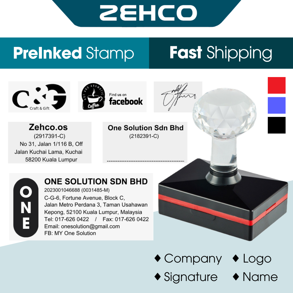 【Same Day Post】Company Stamp Company Chop Pre-Inked Stamp Custom Flash ...