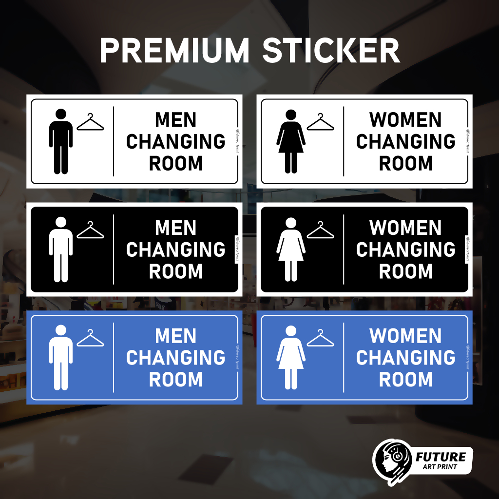 Men Women Changing Room. Premium Sticker Sign Notice Signage. Male ...