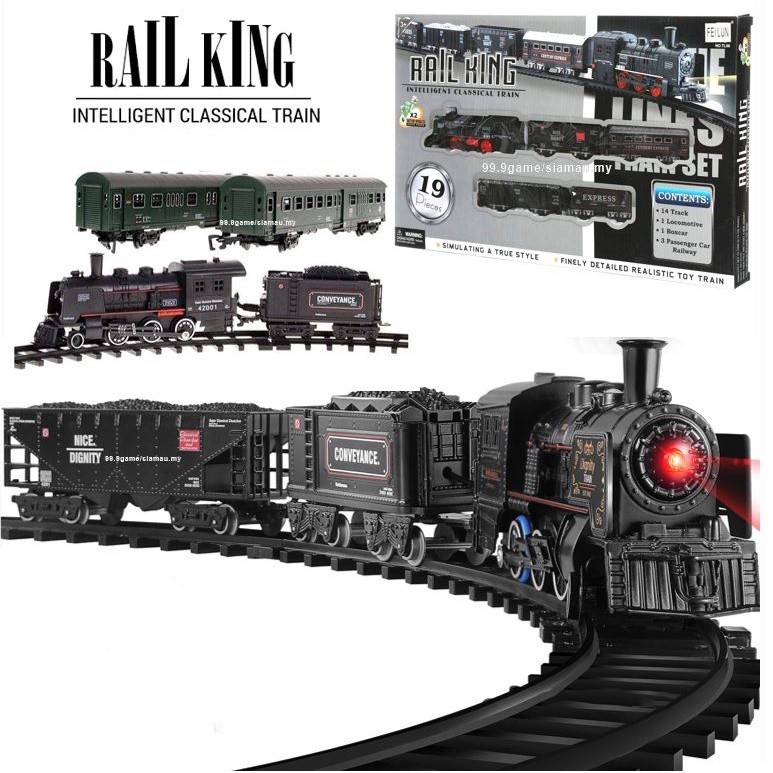 Rail King Electric Classical Train 19 piece SET Train Set Toys Mainan ...