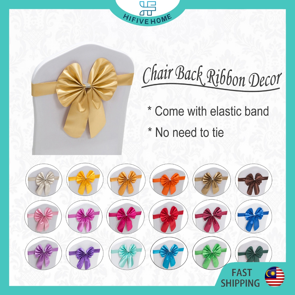 Reben Kerusi Banquet Elastic Chair Ribbon Bow Tie Riben Back Deco ...