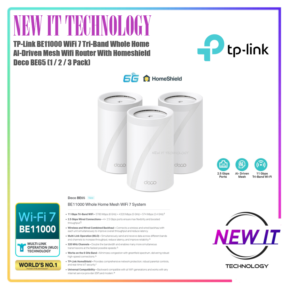 TP-Link BE11000 WiFi 7 Tri-Band Whole Home AI-Driven Mesh Wifi Router ...