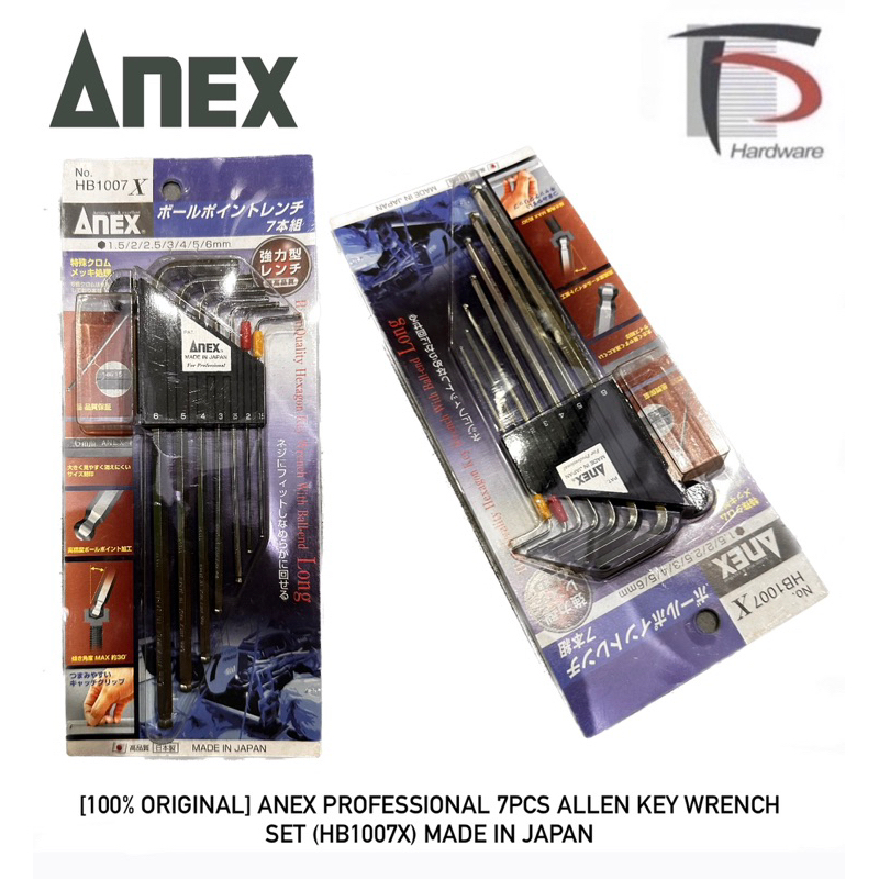 [100% ORIGINAL] ANEX PROFESSIONAL 7PCS ALLEN KEY WRENCH SET (HB1007X) MADE IN JAPAN | Shopee ...