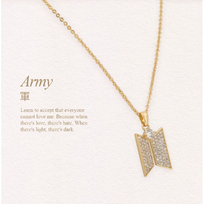 BTS Logo Diamond Necklace 24K pendant | Shopee Malaysia