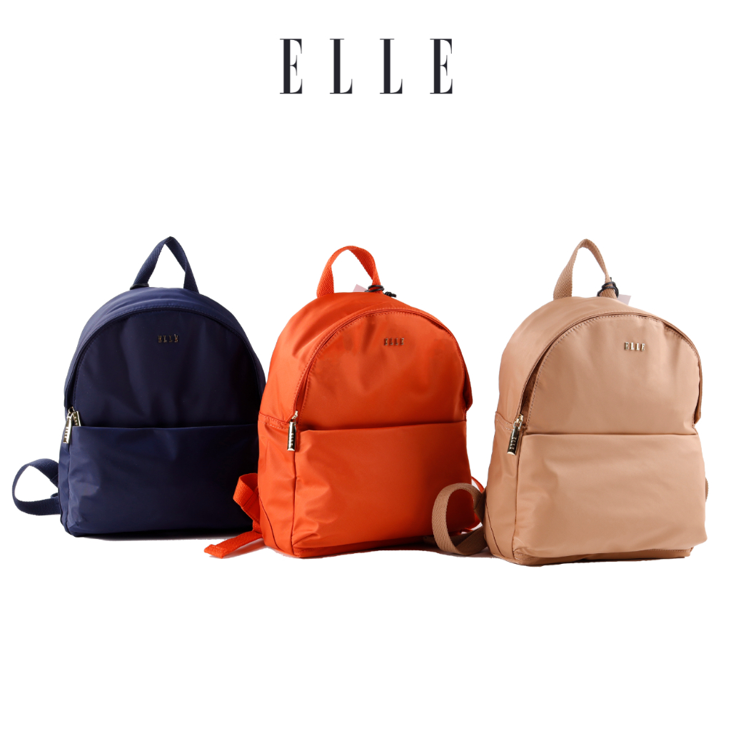 Elle Mercy Nylon Backpack - Khaki/Navy/Orange | Shopee Malaysia