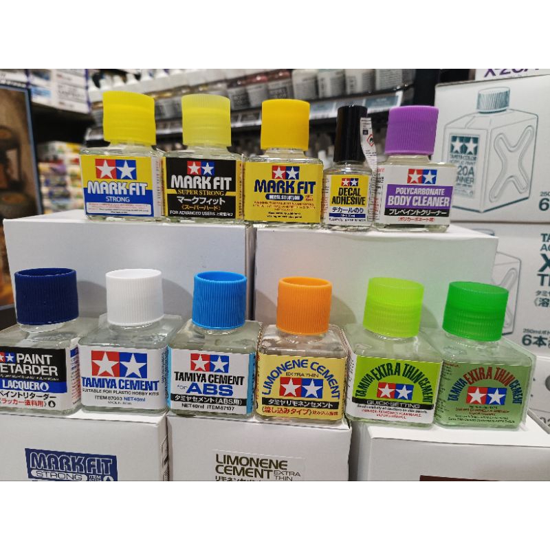 Tamiya Cement, paint retarder, extra thin cement, mark fit , decals ...