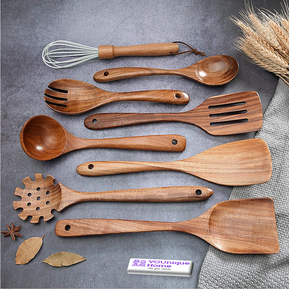 Acacia Wooden Utensils Set Non-stick Frying Spatula Strainer Cooking ...