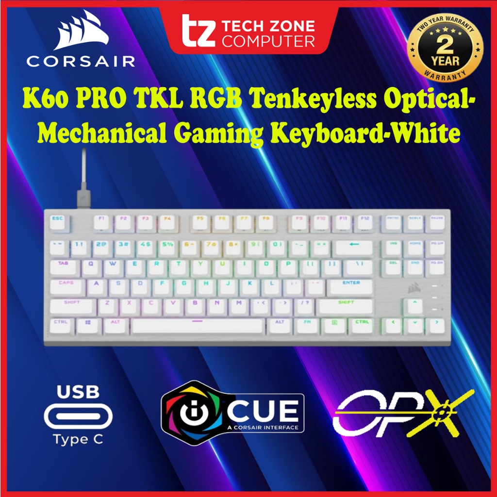 CORSAIR K60 PRO TKL RGB Tenkeyless Optical-Mechanical Gaming Keyboard ...