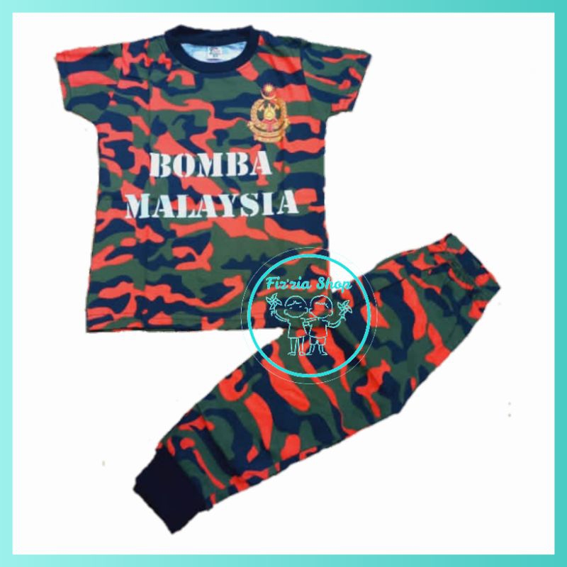 Bomba Full Loreng Kids Tshirt Cotton Firefighter Set Boy Baju Budak ...