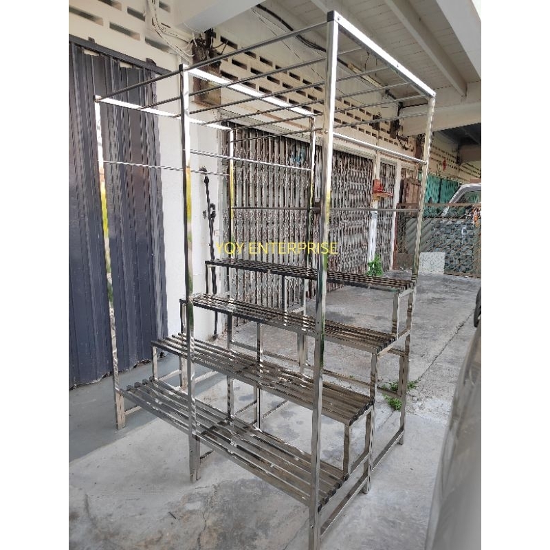 (Malaysia Ready Stock)Rak bunga 3/4 layer ,25cm,150cm stainless steel ...