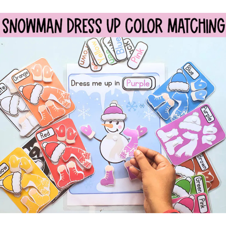 PDF] 066- Snowman Dress Up Sorting Busy Book Preschool Kids Activity ...