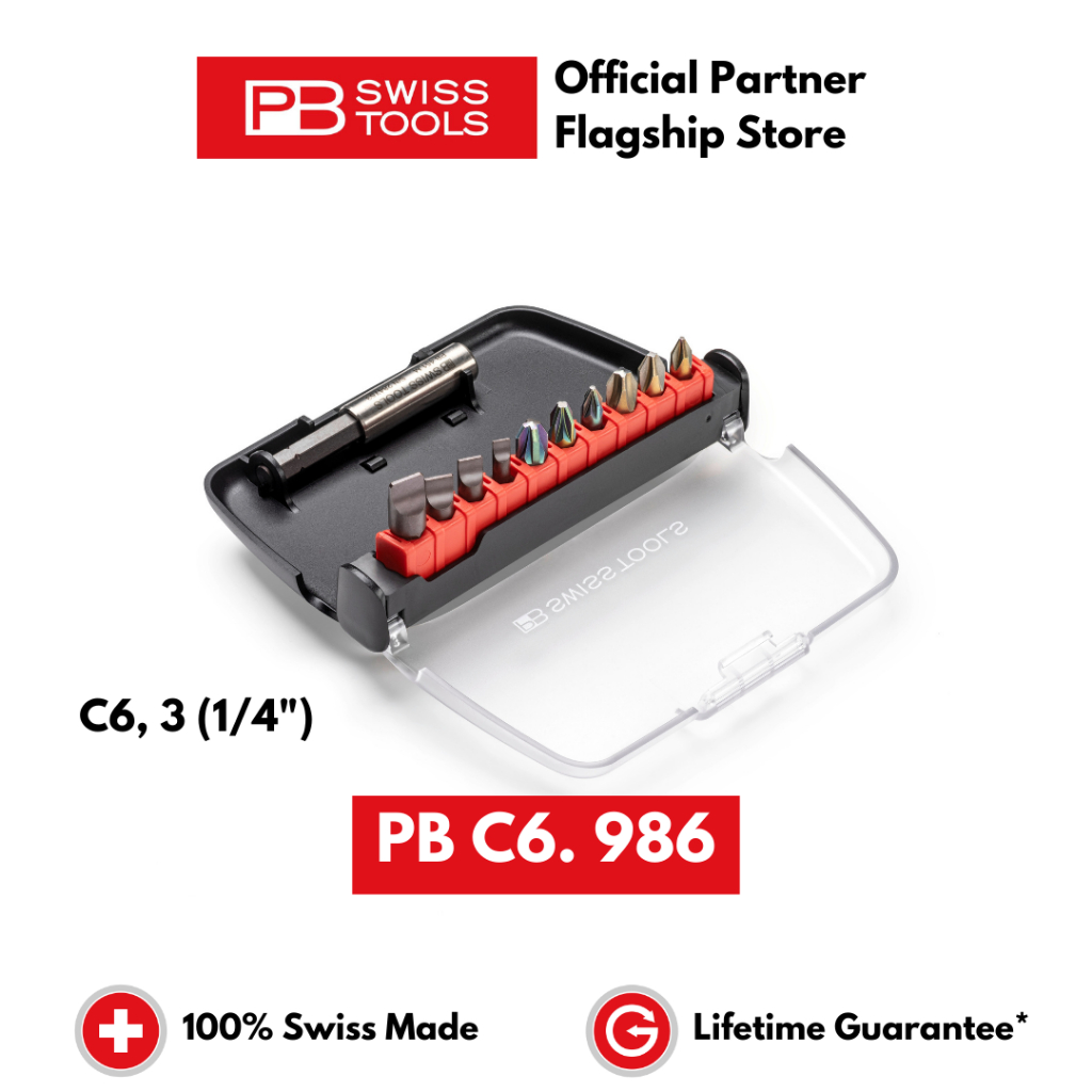 10pcs PrecisionBit C6 (1/4") Set with BitCase Belt-Clip PB Swiss Tools PB C6 986 | Shopee Malaysia