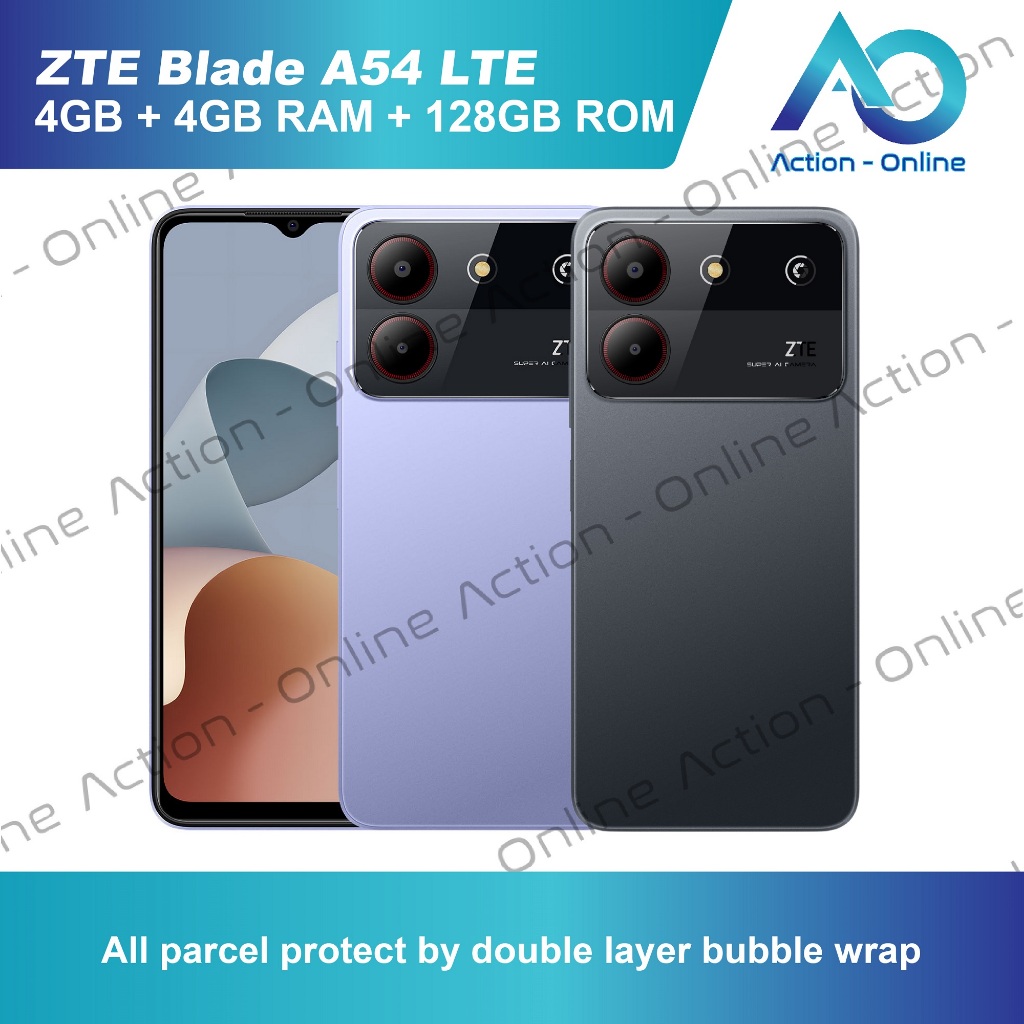 ZTE Blade A54 LTE 8(4+4)GB RAM +128GB ROM I 6.6" HD+ I Octa-core 1.6GHz ...