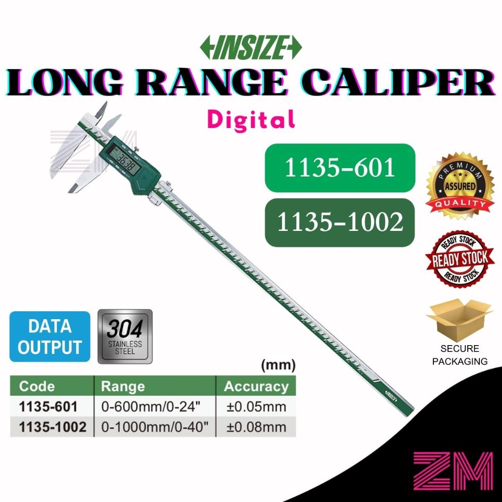 INSIZE Digital Caliper Long Range (0-600mm) / (0-1000mm) | Jaw Length ...