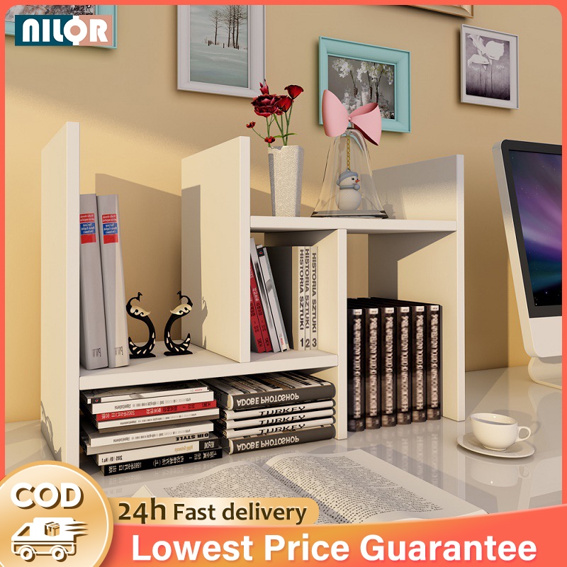 Adjustable Book Shelf Office Table Top Book Rack Portable Office Space ...