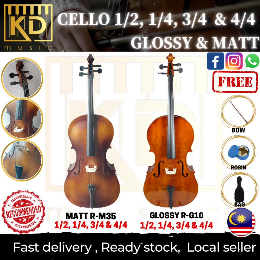☆HAND MADE CELLO☆ GLOSSY & MATT KD BRAND CELLO 1/4, 1/2, 3/4 & 4/4 ...