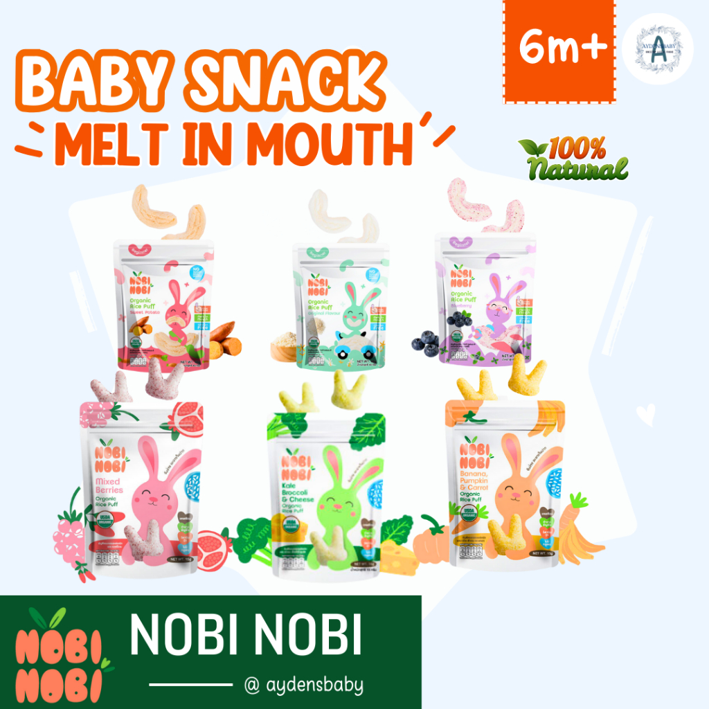 NOBI - NOBI ORGANIC RICE PUFF BABY SNACK 6M+ [READY STOCK] | Shopee ...
