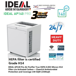 IDEAL AP140 Pro Air Purifier Coverage 140 SQM 1500sqf True HEPA 0.003 Micron H14 Filter c w Activa Shopee Malaysia