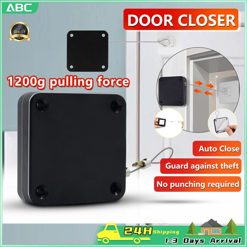 Automatic Door Closer Adjustable Punch Free Auto Closer Soft Close ...