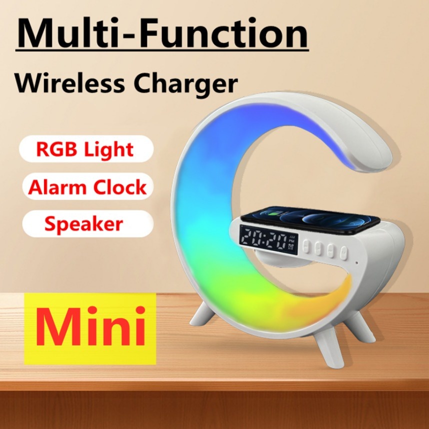 15W LED Atmosphere Light RGB Wireless Charger Bluetooth Speaker Table ...