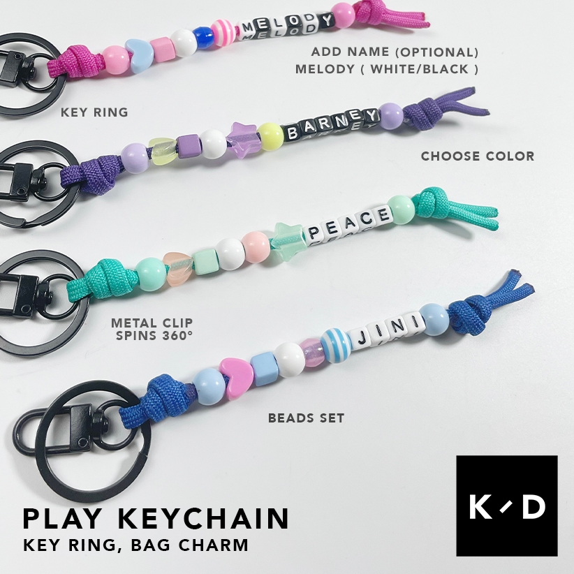 PLAY KEYCHAIN key ring kunci custom customise name initial charm ...