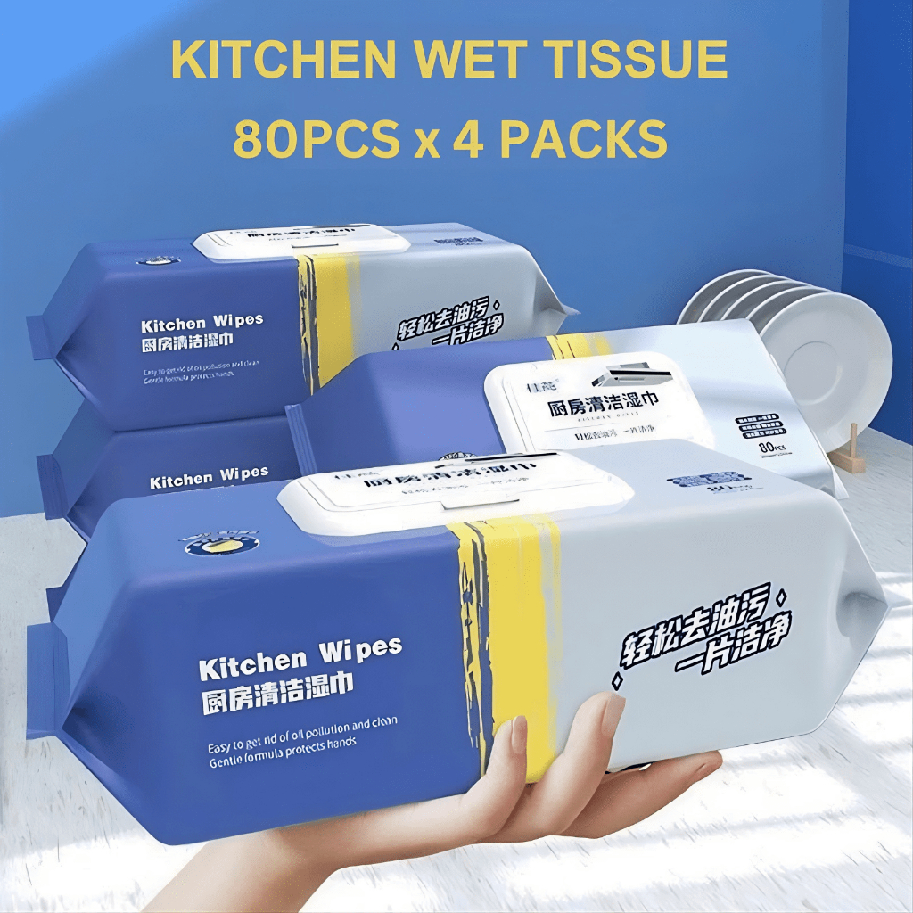 (4 Packs) 80pcs Large Kitchen Cleaning Wipes Strong Decontamination ...