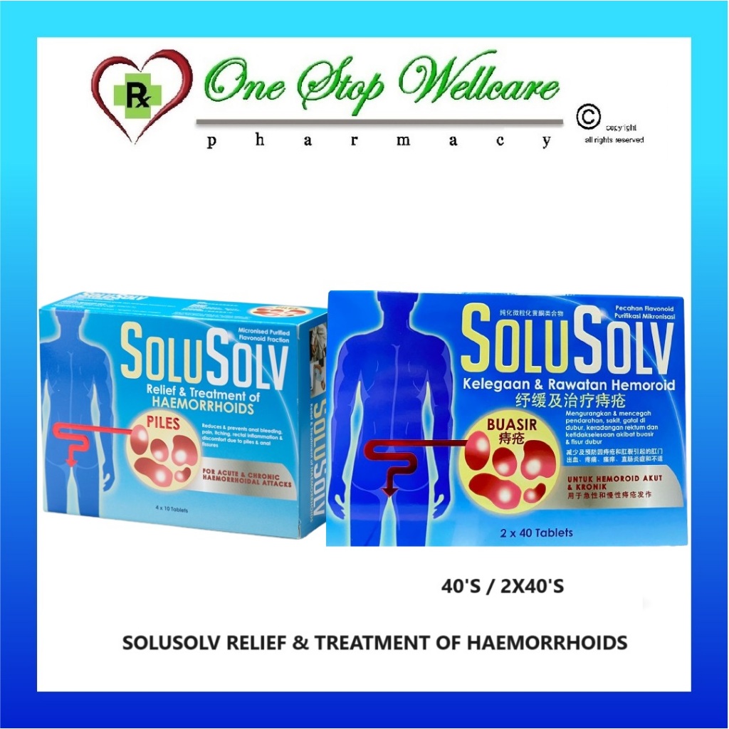 SOLUSOLV RELIEF & TREATMENT OF HAEMORRHOIDS 40'S / 2X40'S (EXP:09/2026 ...